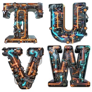 High-tech Machine Alphabet Letters - PNG Graphics - Etsy