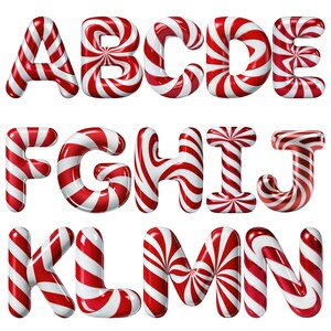 3D Candy Cane Alphabet PNG, Christmas Clipart (digital Download) - Etsy