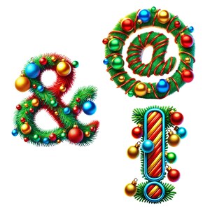 Christmas Baubles and Tinsel Alphabet Clipart, 39 Festive PNG Letters ...