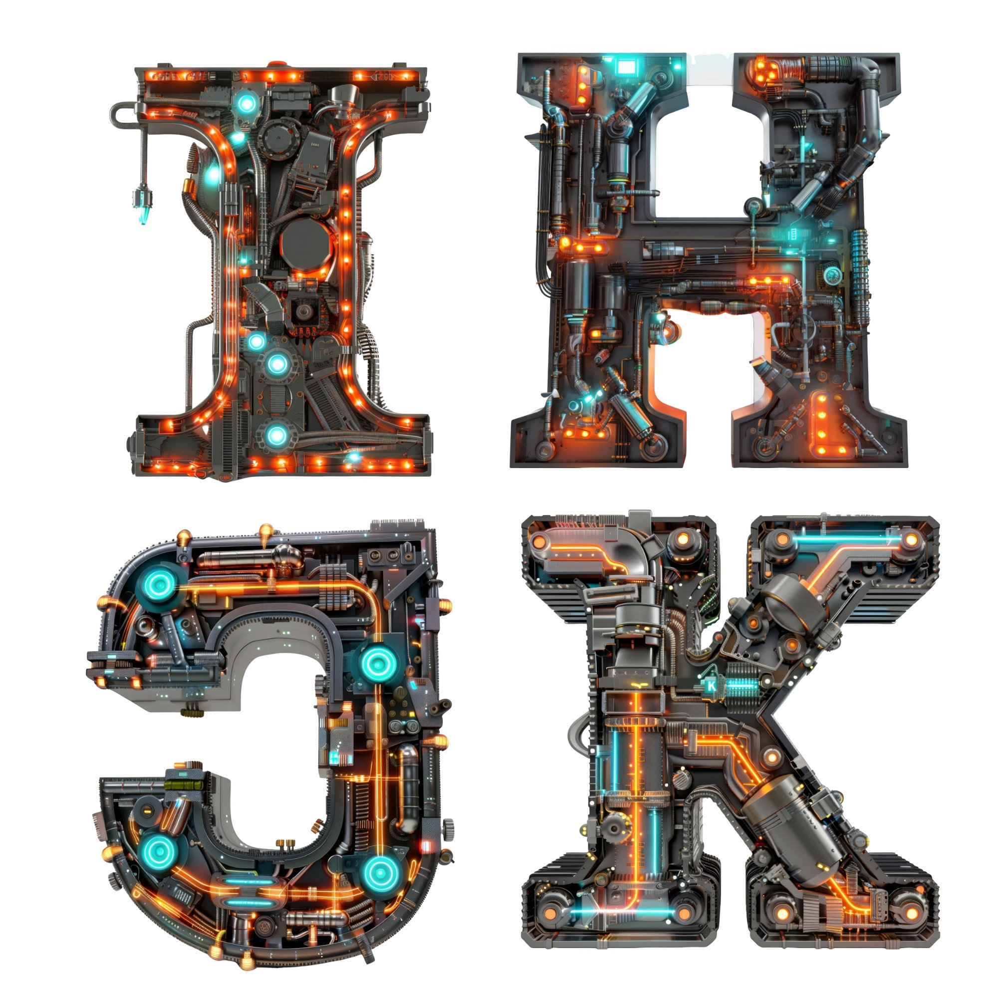 High-tech Machine Alphabet Letters - PNG Graphics - Etsy