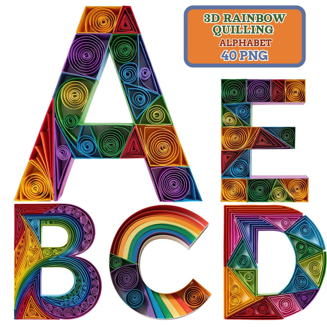 3D Rainbow Quilling Alphabet PNG Clipart | Paper Quilling Letters A–Z ...