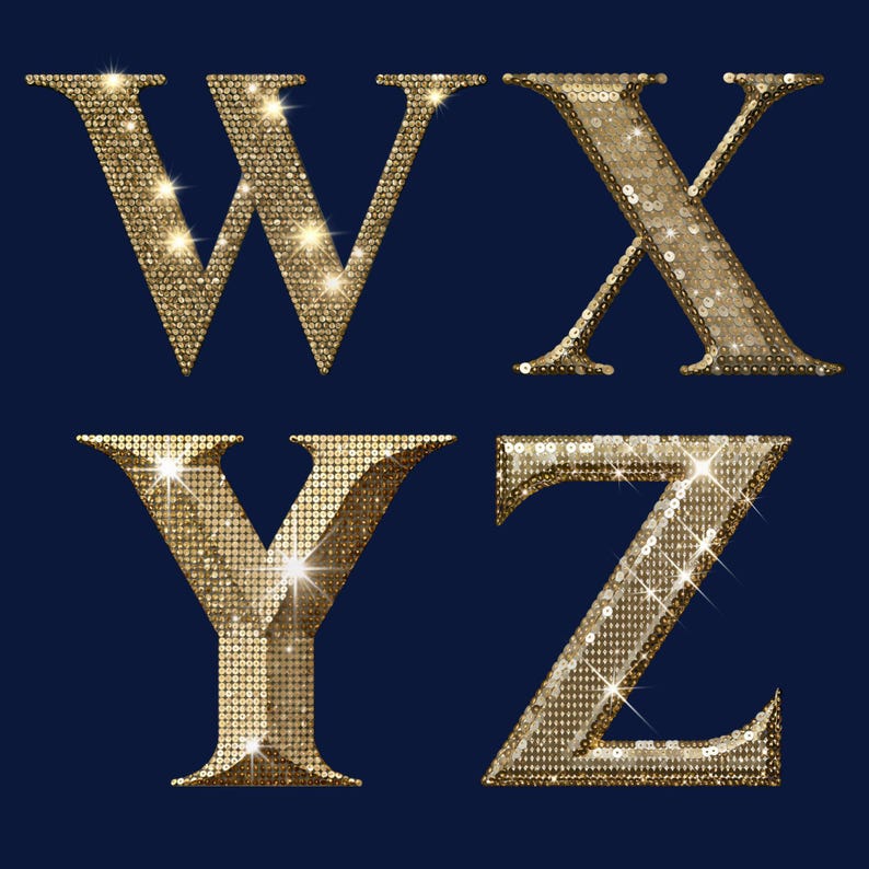 Glamorous Sequin Alphabet PNG, Gold Glitter Art Deco Letters, Roaring ...