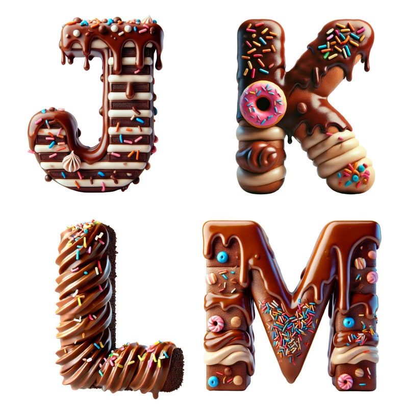 Decadent Chocolate Alphabet PNG Set - Digital Design Elements - Etsy