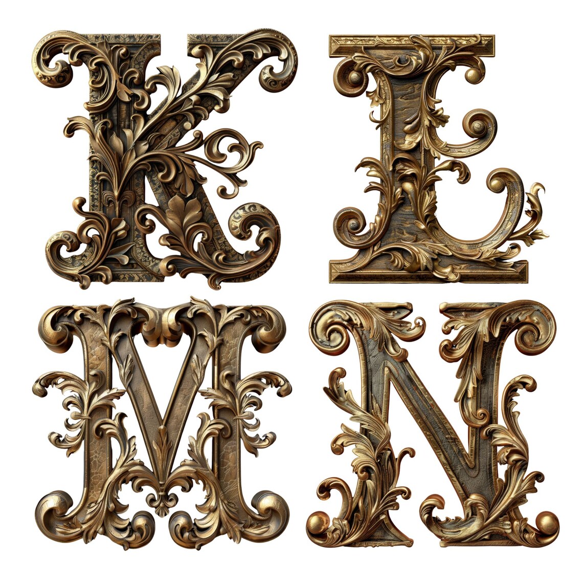 Elegant Golden Antique Flourish Alphabet - 26 PNG Letters - Etsy