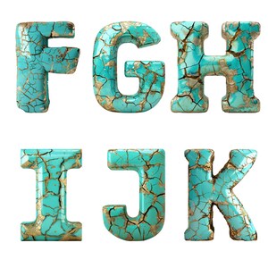 Turquoise & Gold Stone Alphabet PNG: Boho Letter Clipart (digital ...