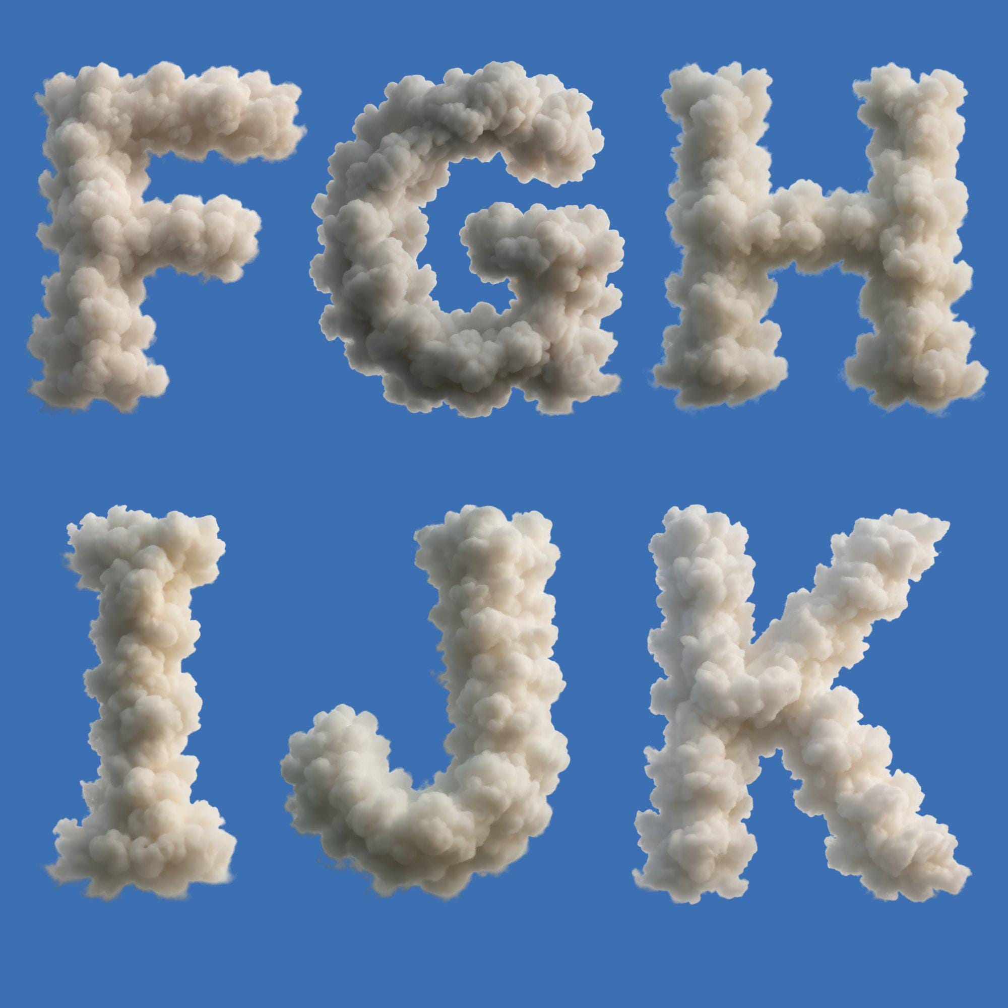 Cloud Alphabet PNG | Puffy 3D Letters, Numbers & Symbols | 3500px ...