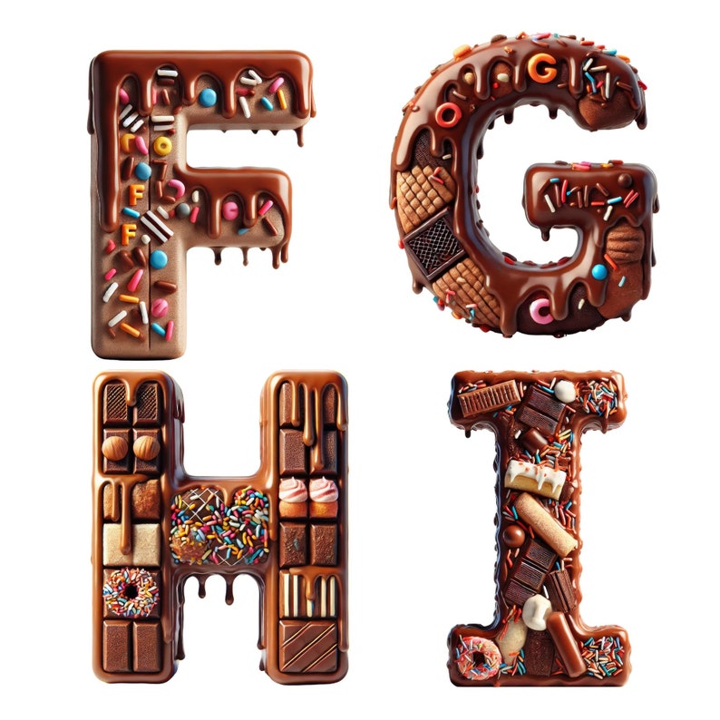 Decadent Chocolate Alphabet PNG Set - Digital Design Elements - Etsy