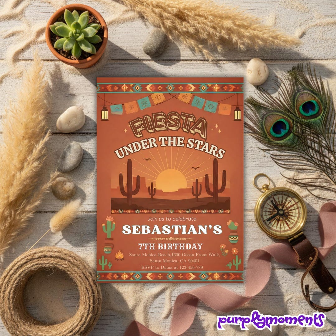 Desert Sunset Birthday Invitation, Wild and Free Western Invite ...