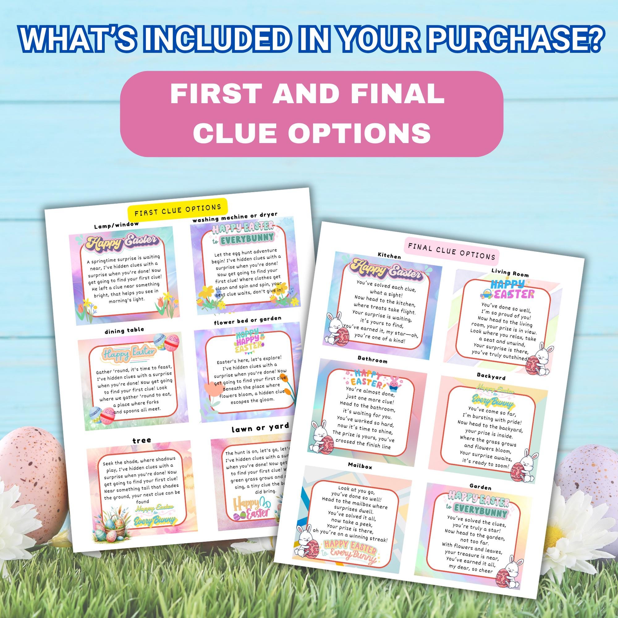 Indoor Easter Scavenger Hunt Printable Clue Cards Fun Kids Activity ...