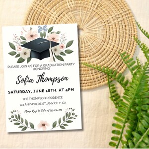 Boho Graduation Party Invitation Editable Floral Graduate Announcement ...