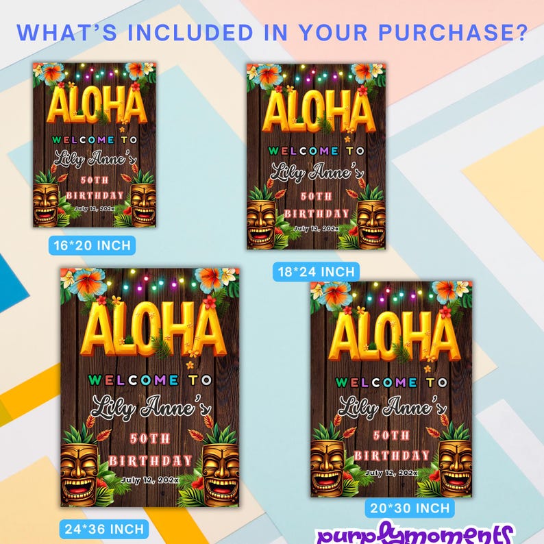 Aloha Birthday Welcome Sign Large Print Canva | Hawaiian Tropical 4 ...