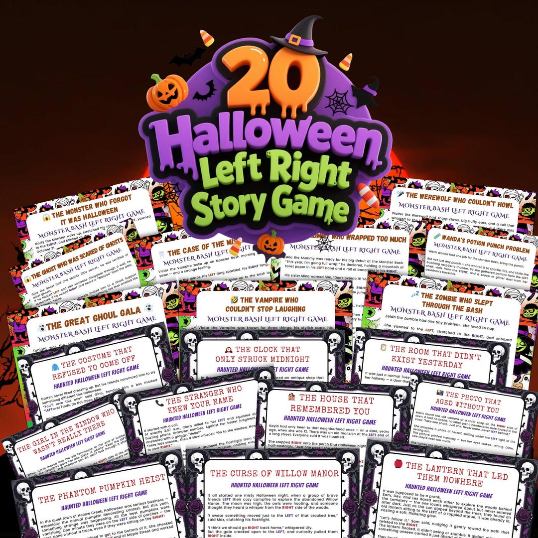 Halloween Left Right Story Game: Printable Party Activity (digital ...