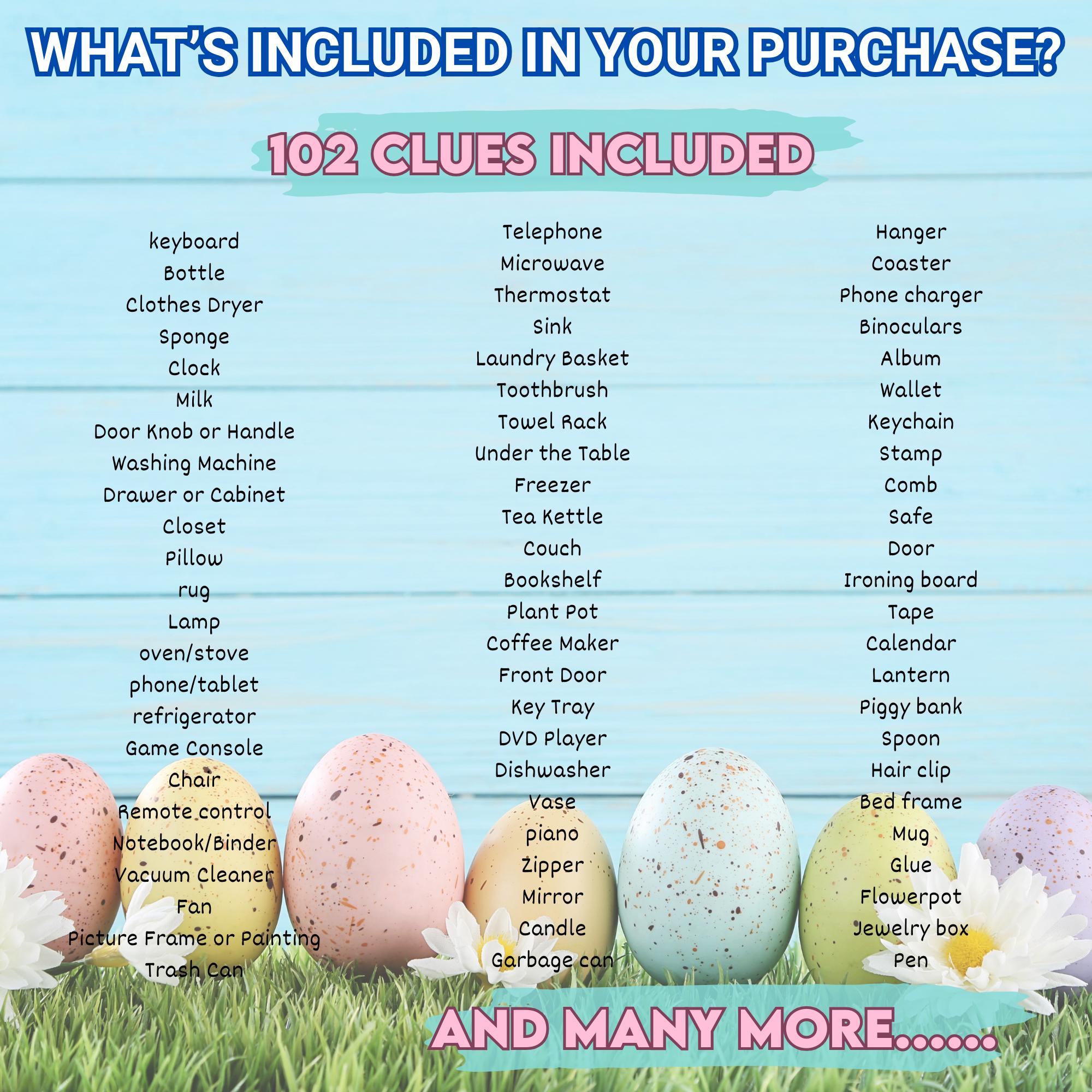 Printable Indoor Easter Scavenger Hunt-102 Clues Egg Hunt Fun Easter ...