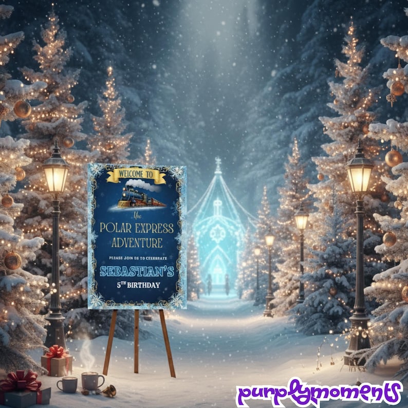 Polar Express Birthday Welcome Sign: Winter Wonderland Party (digital ...