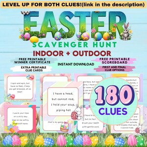 Printable Indoor Easter Scavenger Hunt-102 Clues Egg Hunt Fun Easter ...