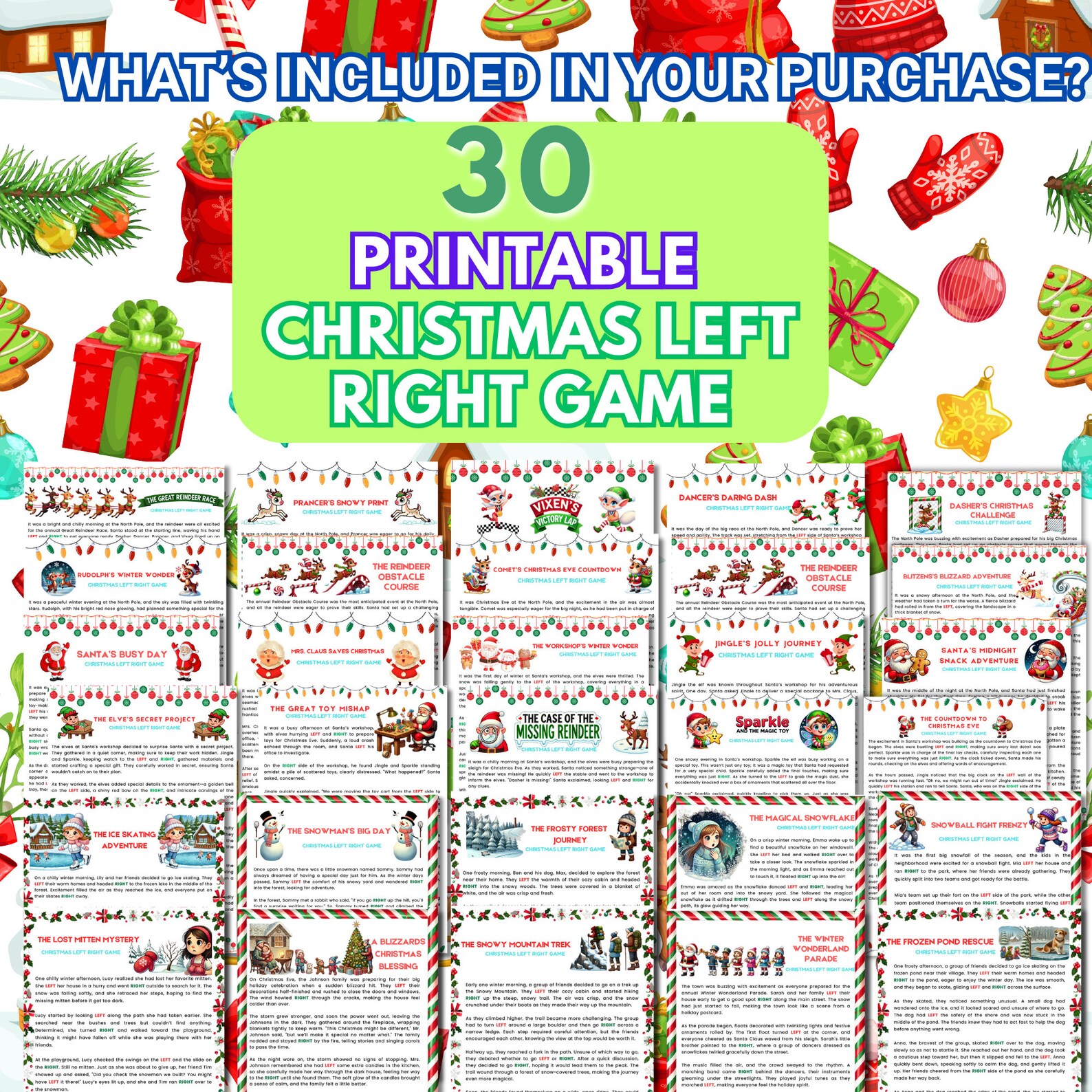 Christmas Left Right Game Pass the Prize Gift Exchange Game Family ...