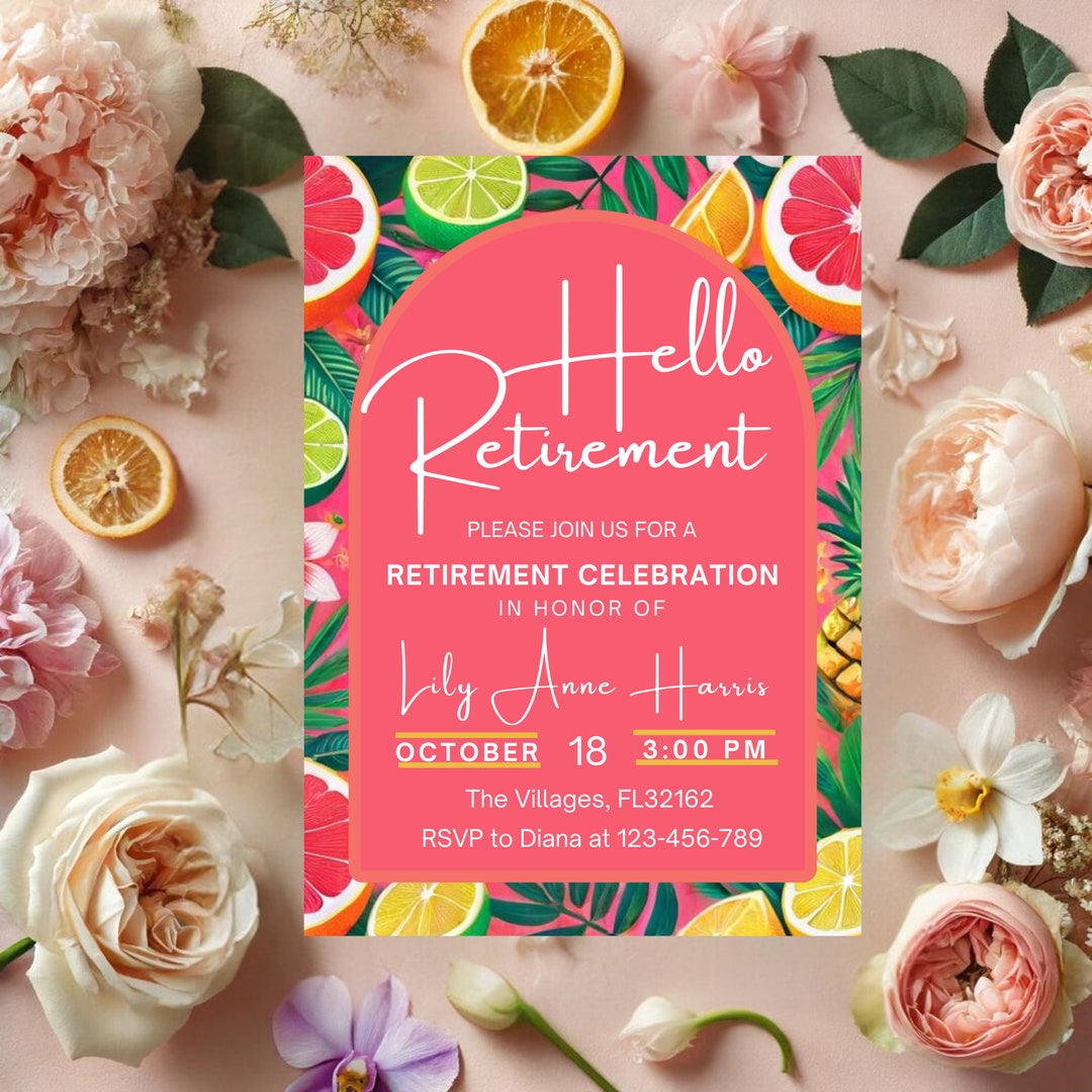 Tropical Retirement Party Invitation Template Hawaiian Retirement Party ...