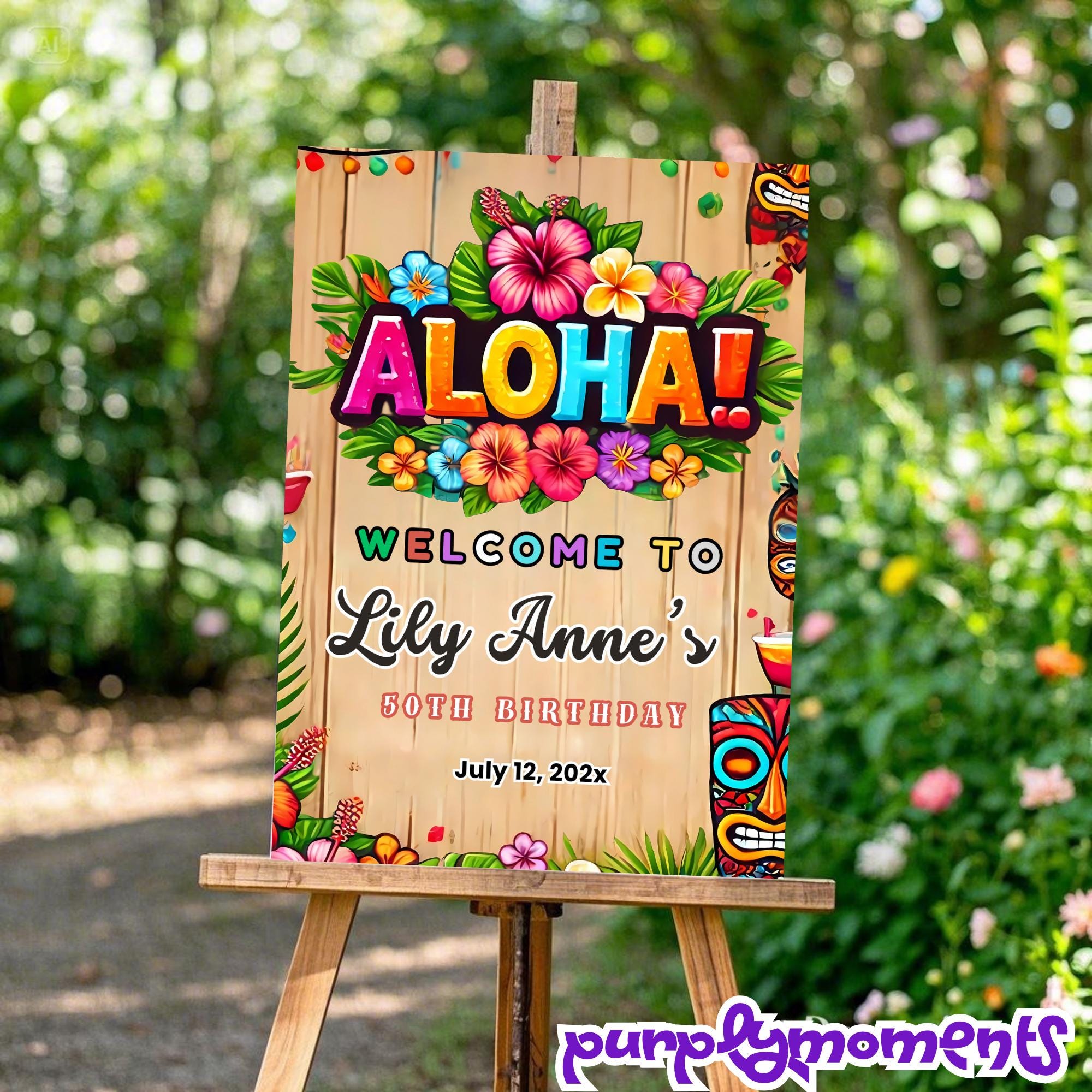 Personalized Luau Welcome Sign: Tropical Aloha Birthday Decor (digital ...