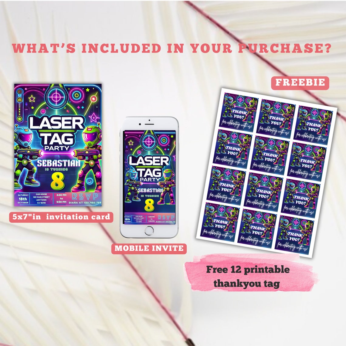 EDITABLE Laser Tag Birthday Invitation, Laser Tag Party Invite Template ...