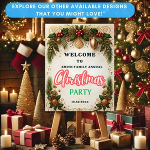 Editable Christmas Party Welcome Signs Template Holiday Party Welcome ...