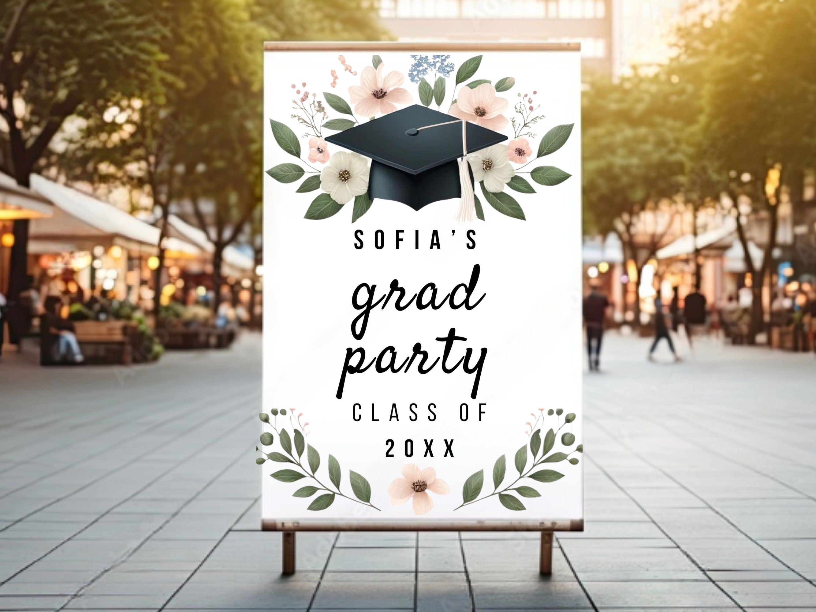 Blush Pink Floral Graduation Party Welcome Sign, Girl, Editable ...