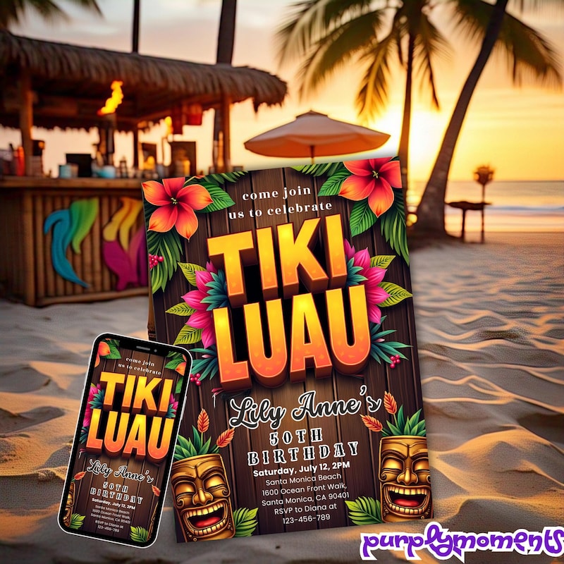 Tiki Invitations - Etsy