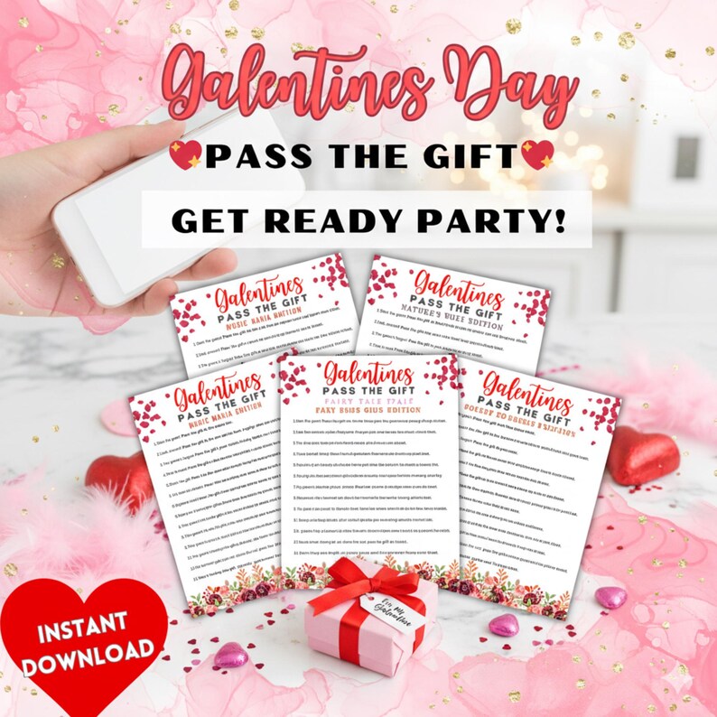 Galentines Day Pass the Gift Game Printable 5 Edition Funny Girls Night ...