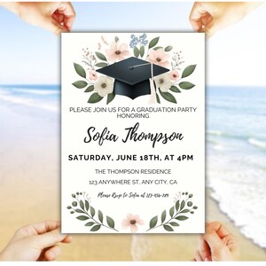 Boho Graduation Party Invitation Editable Floral Graduate Announcement ...