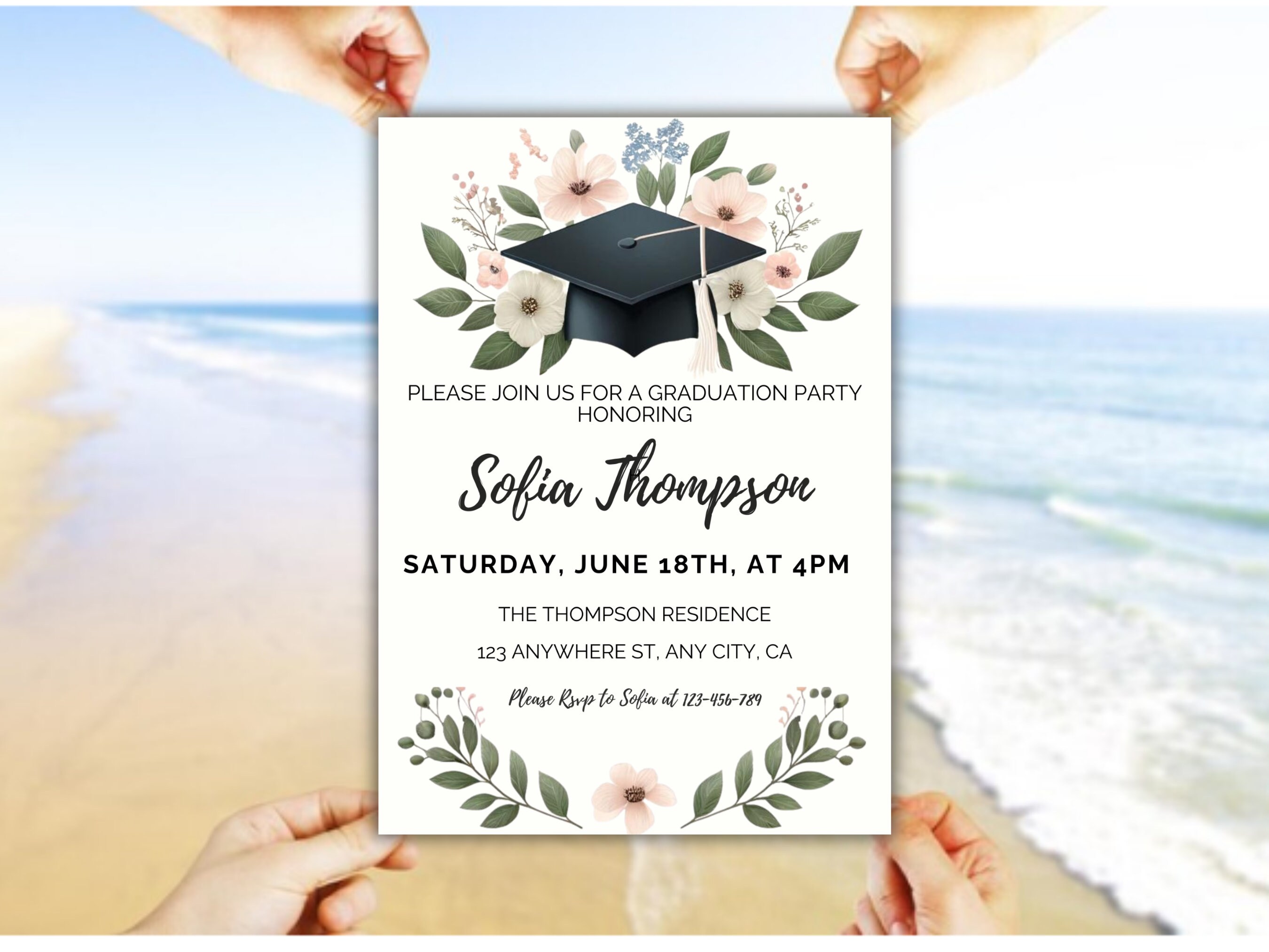 Boho Graduation Party Invitation Editable Floral Graduate Announcement ...