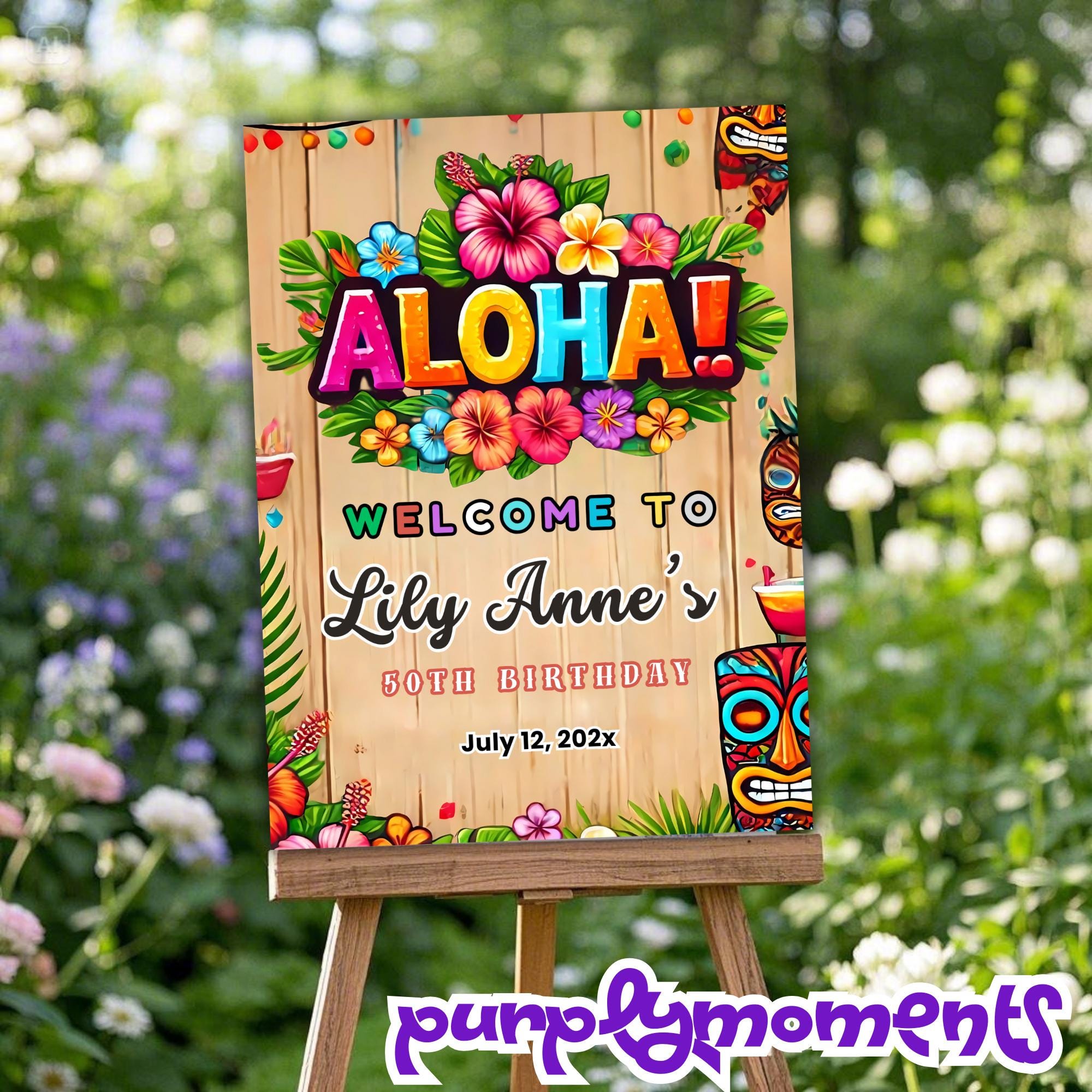 Personalized Luau Welcome Sign: Tropical Aloha Birthday Decor (digital ...