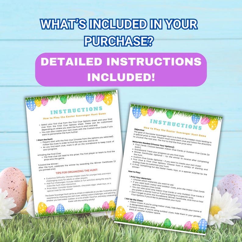 Printable Indoor Easter Scavenger Hunt-102 Clues Egg Hunt Fun Easter ...