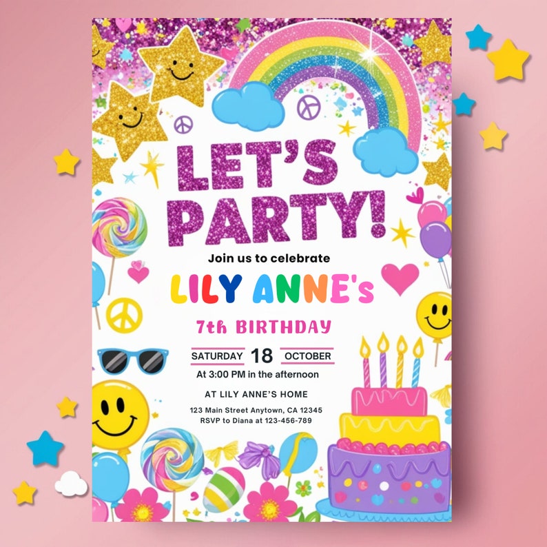 Patch Letter Invitation Girl Birthday Invitation Varsity Glitter Patch ...