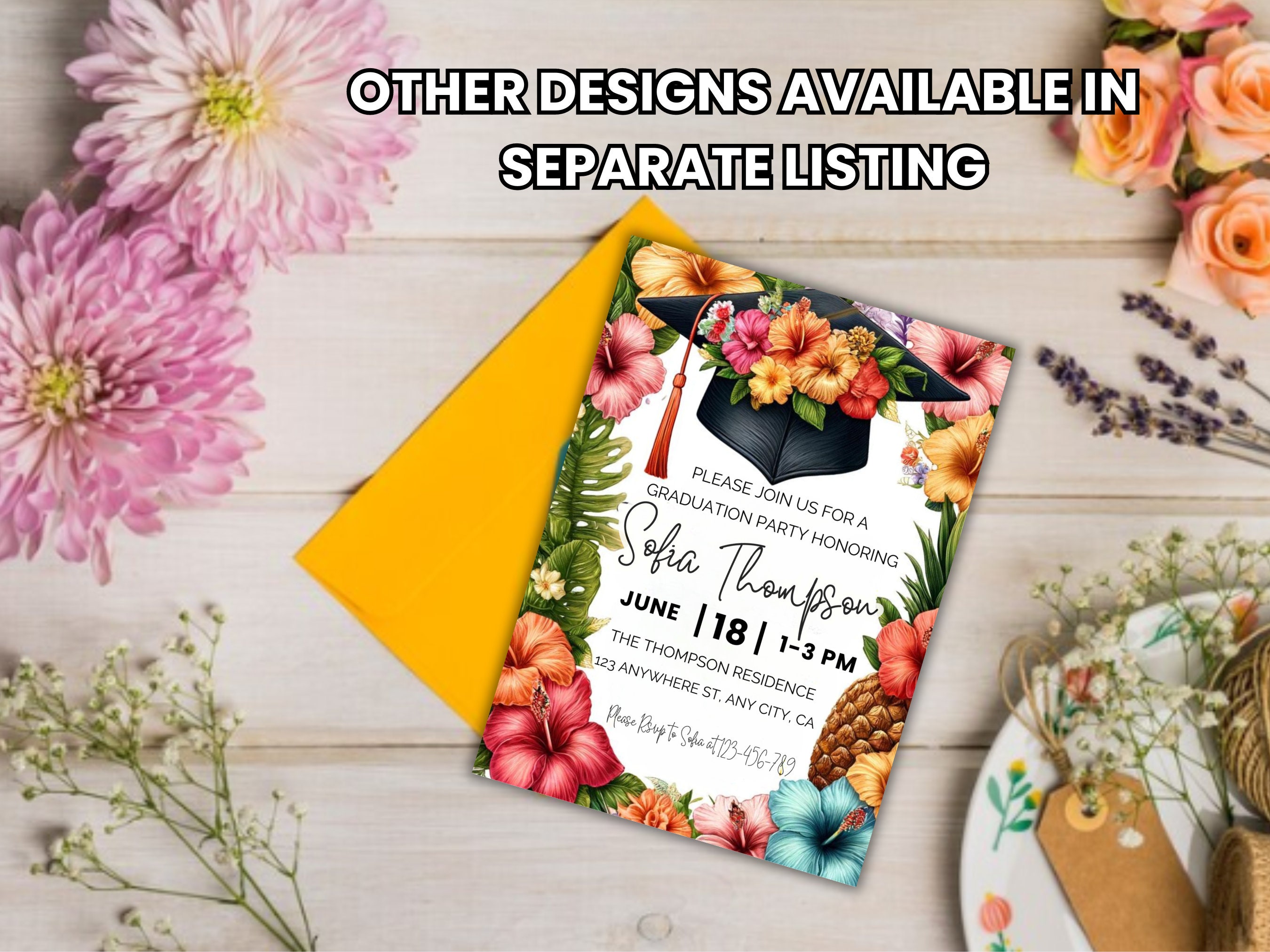 Boho Graduation Party Invitation Editable Floral Graduate Announcement ...