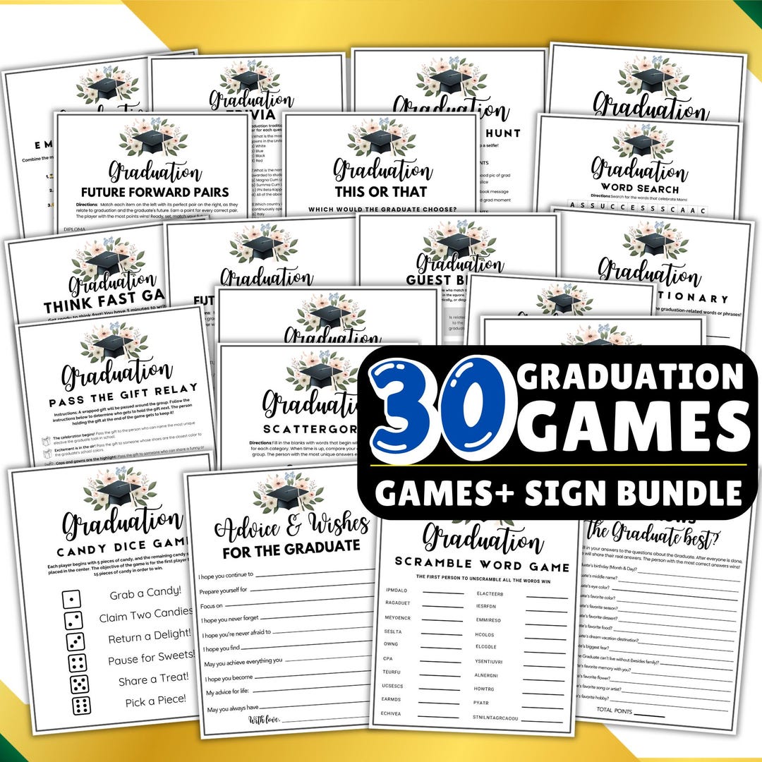 Graduation Party Games Bundle - 30 Fun Printable Activities ...