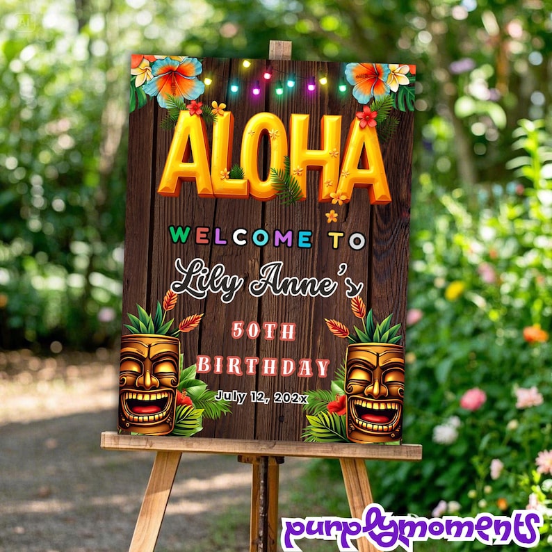 Aloha Luau Welcome Sign, Tropical Birthday Party Decor (digital ...