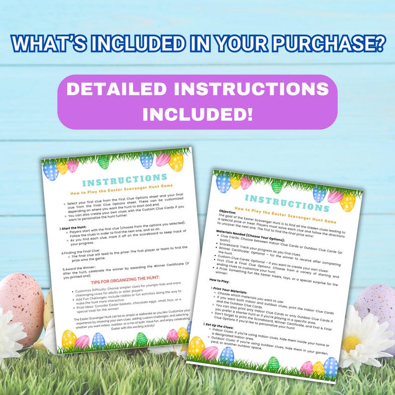 Printable Outdoor Easter Scavenger Hunt-72 Clues Egg Hunt Fun Easter ...