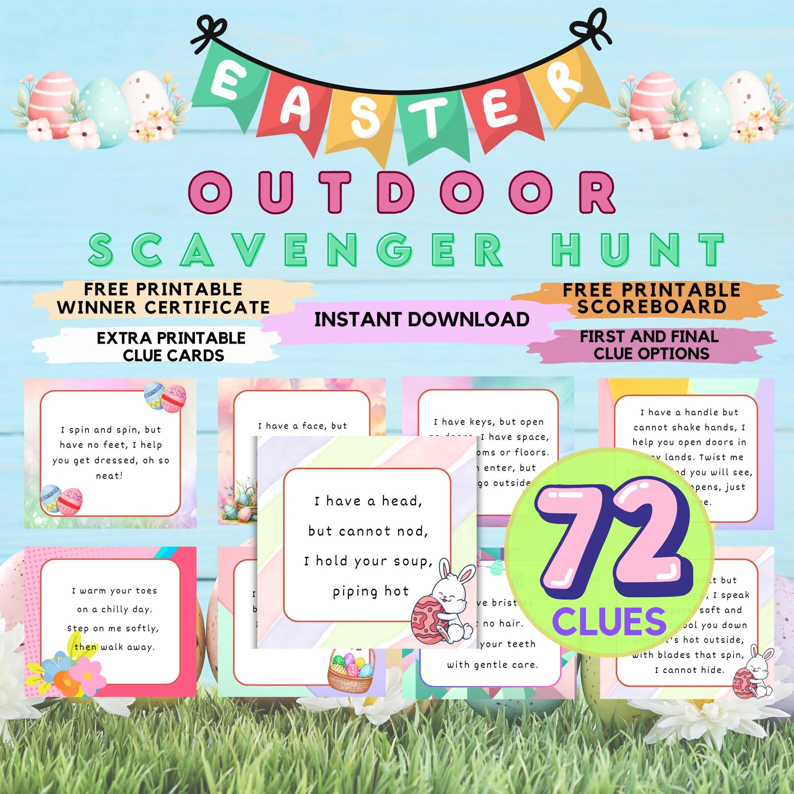 Easter Scavenger Hunt Clues for Kids, 72 Riddles (printable) - Etsy