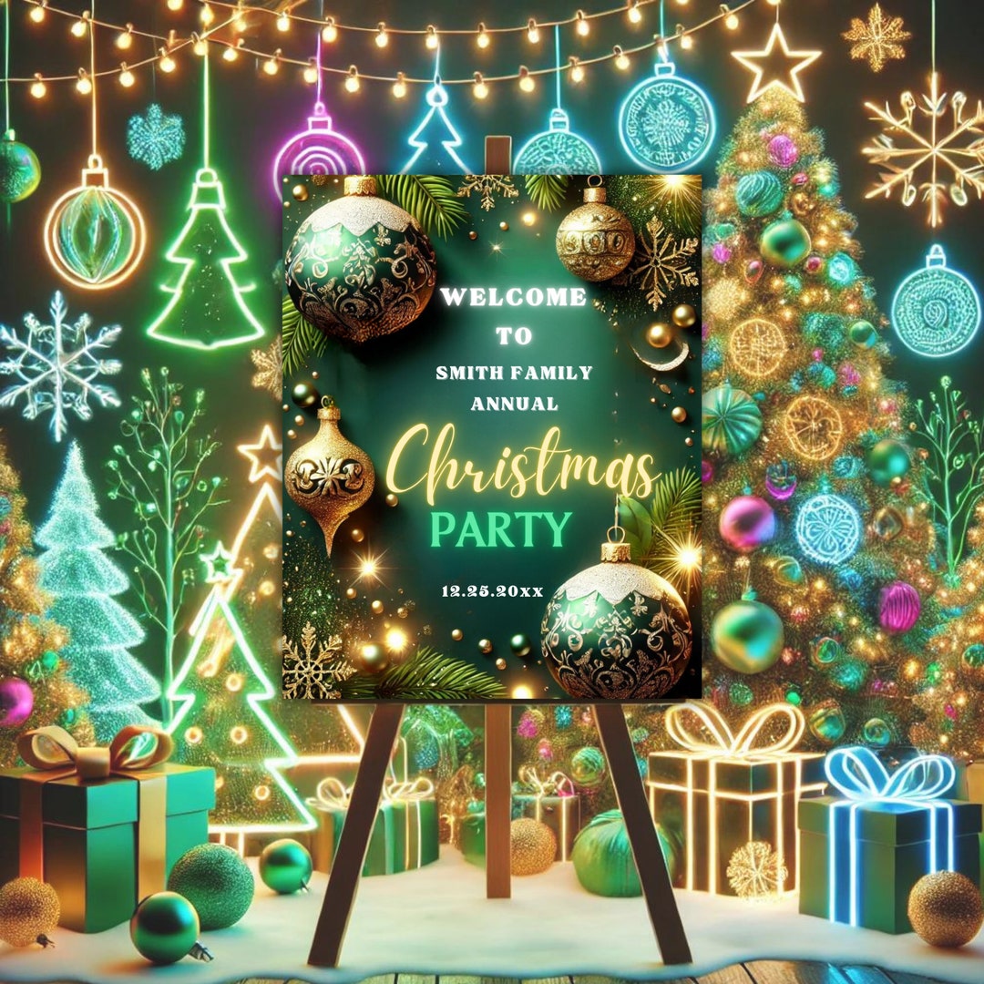 Editable Christmas Party Welcome Sign Templates Holiday Party Welcome ...