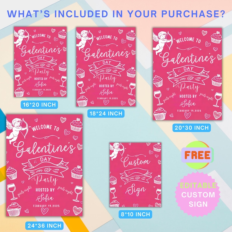 Editable Galentine's Day Welcome Sign | Valentine Party Poster | Girls ...