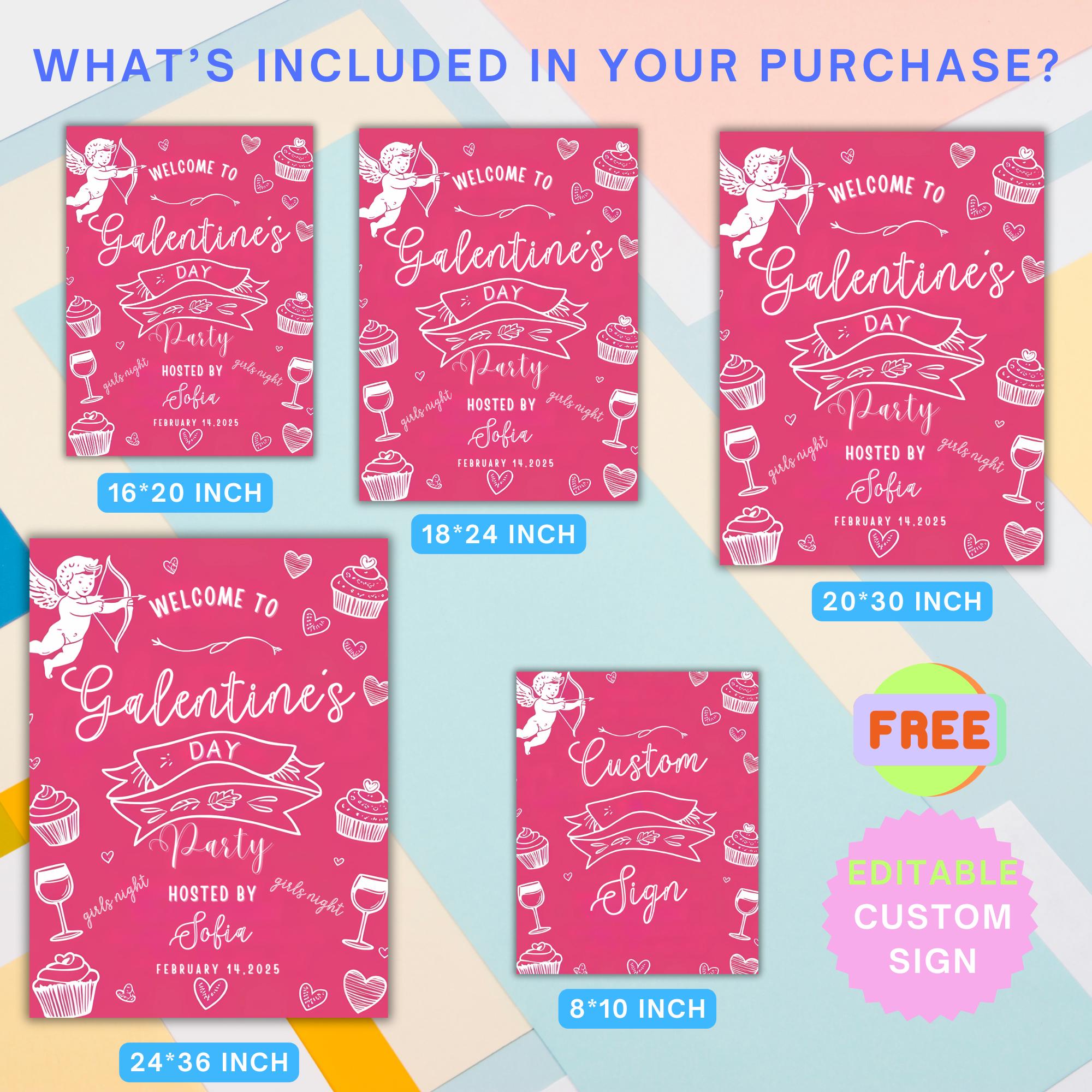 Editable Galentine's Day Welcome Sign | Valentine Party Poster | Girls ...