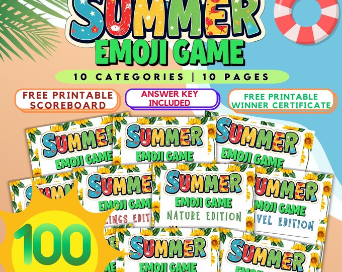 Summer Emoji Pictionary, Printable Party Games, Fun Family Activity ...