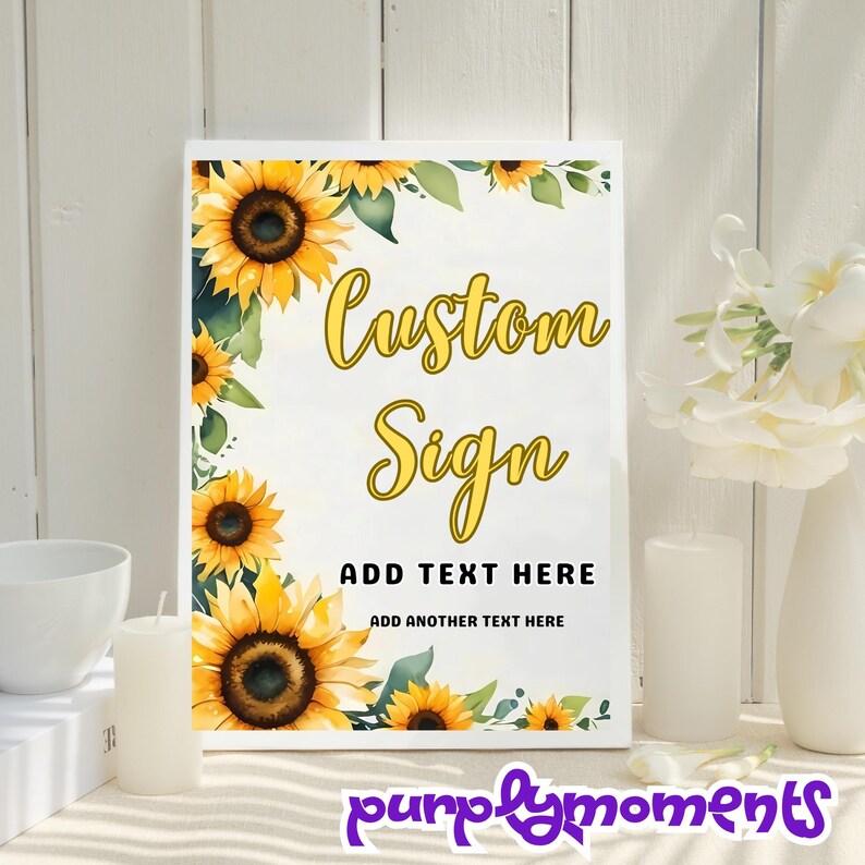 Sunflower Birthday Party Welcome Sign Custom Printable Poster Kids ...