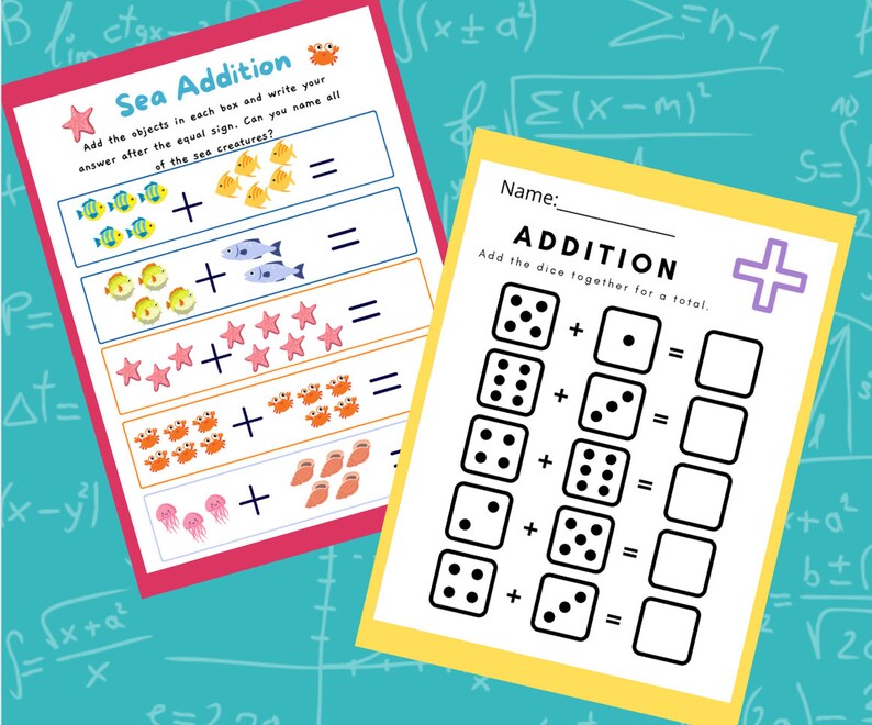 25 Addition, Subtraction, Measurement, Matching, Etc. Printable Math ...