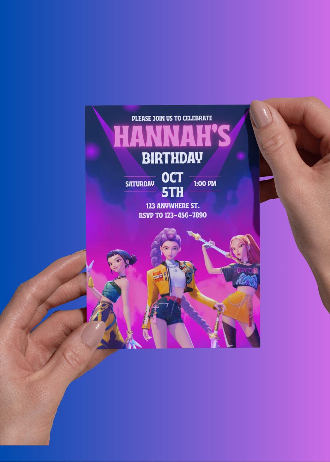 KPOP DEMON HUNTERS Digital Invite, Kids Invitation, Party Theme, Kpop ...