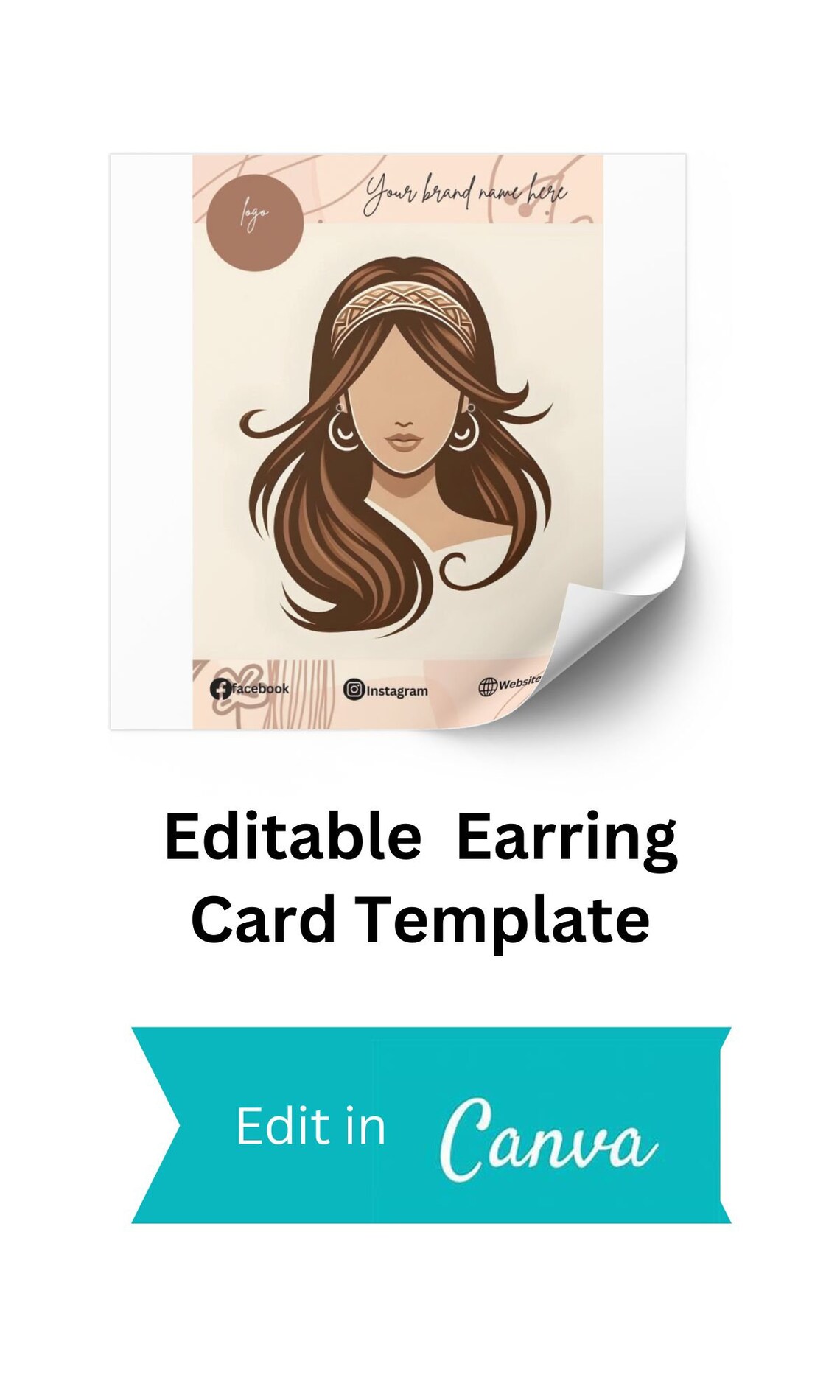 Earrings Display Cards, Earrings Card Template Editable, Graphic ...