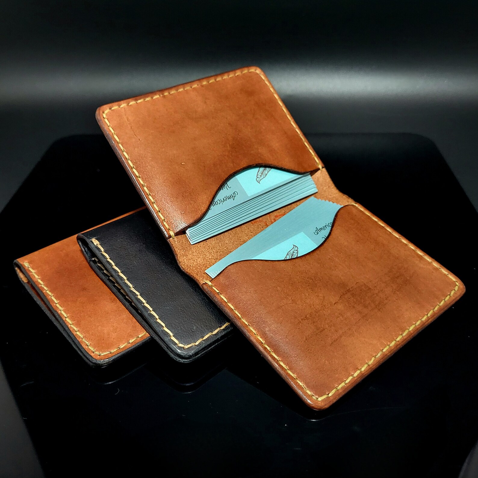 Handmade Leather Card Wallet Bifold - Etsy