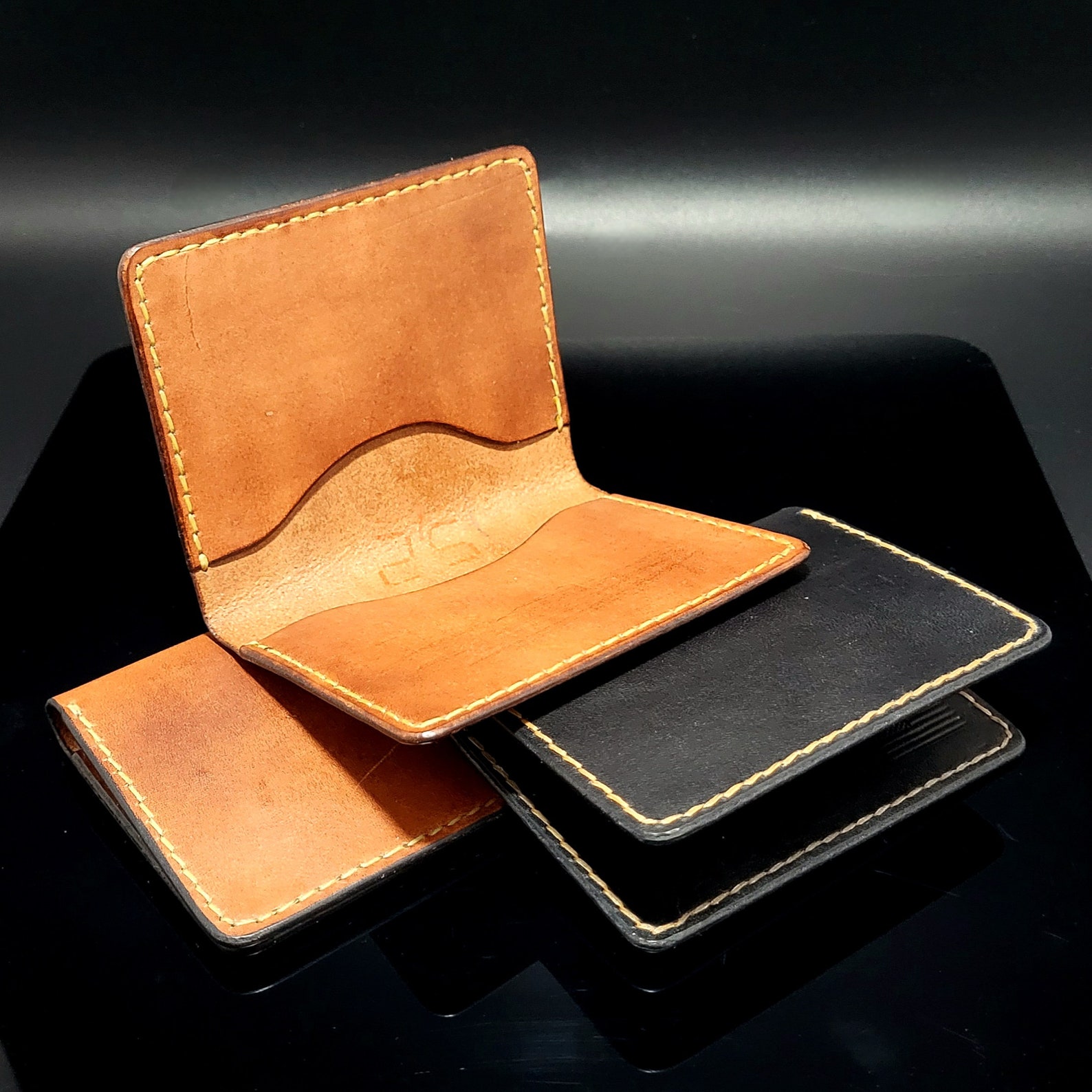 Handmade Leather Card Wallet Bifold - Etsy
