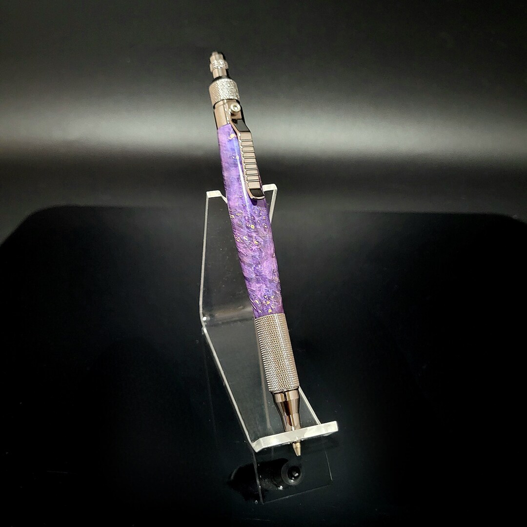 Custom Anvil Click EDC Pencil Gunmetal With Stabilized Burl Handmade - Etsy