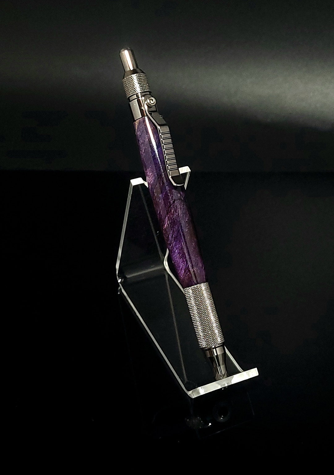 Custom Anvil Click Edc Pen With Stabilized Boxelder Burl Handmade - Etsy