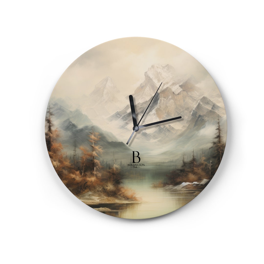 Clock With Design Options Landscape Theme Wall Clock Unique Wall Clock ...